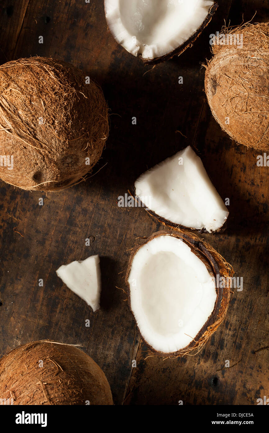 Fresh Organic Brown Coconut with White Flesh Stock Photo - Alamy
