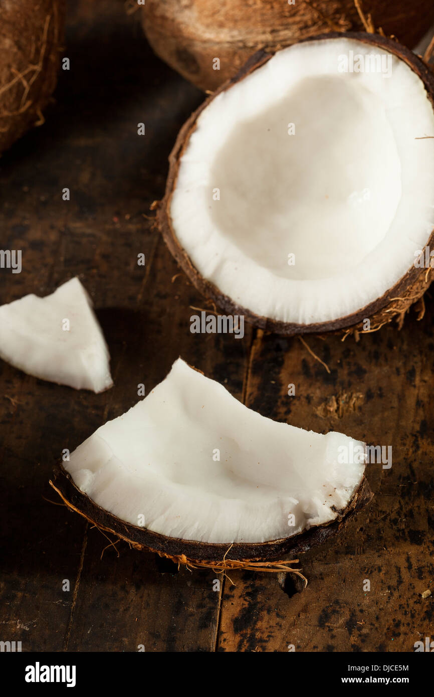 Fresh Organic Brown Coconut with White Flesh Stock Photo - Alamy