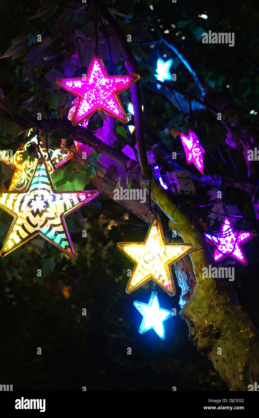 Christmas lights in a tree, Shanghai, China Stock Photo - Alamy