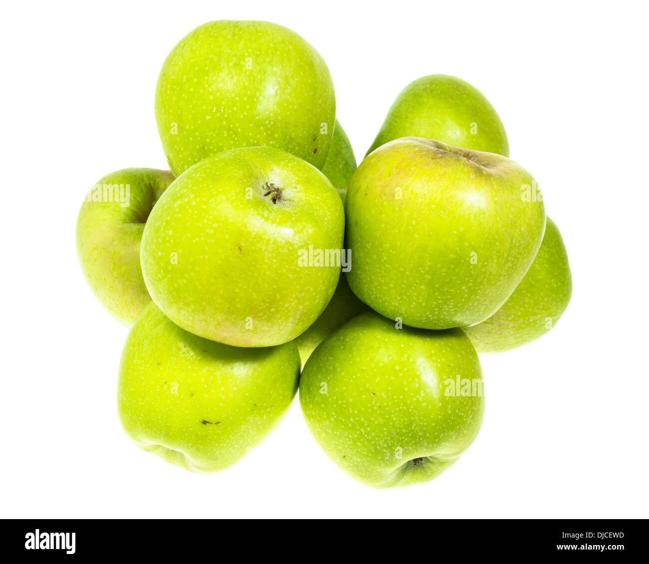 Group of green Pippin apples isolated on white Stock Photo - Alamy