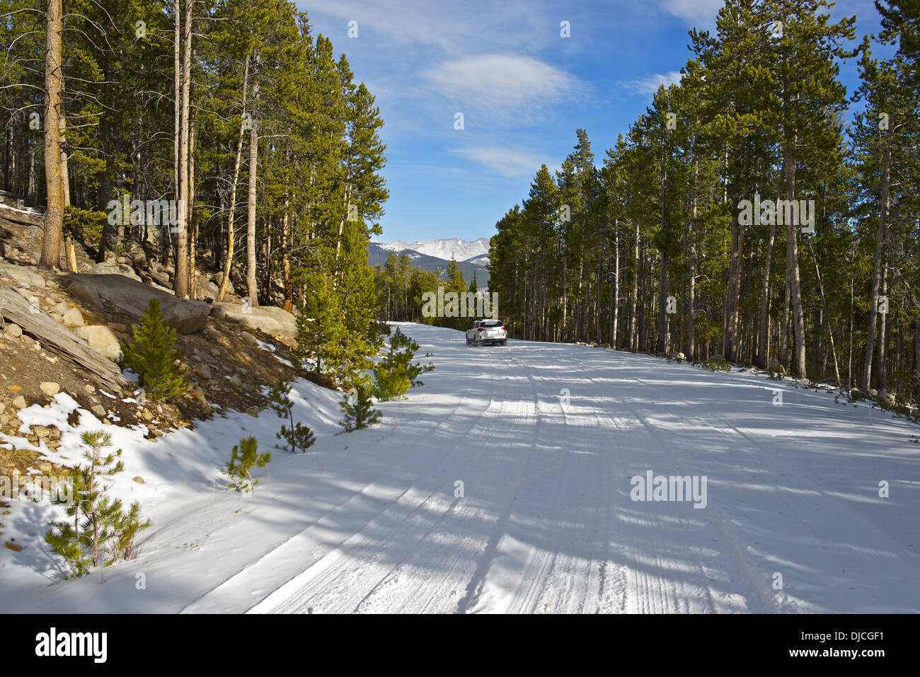 Snowy Back Country Mountain Road. Colorado Landscape. Back Country Road ...