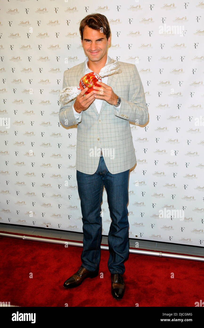 Roger Federer Lindt Premium Chocolate Party at the Lindt Fifth Avenue ...