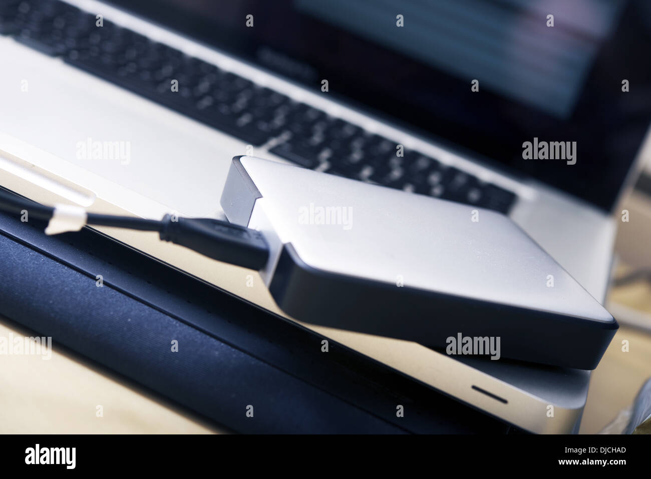 External Computer Hard Drive Connected Via USB 3. Data Storage ...