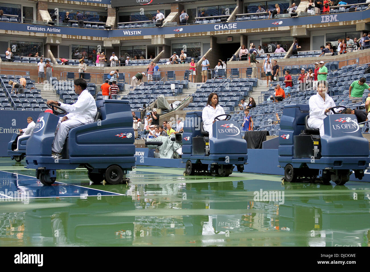 Atmosphere during rain delay at 2012 US Open at USTA New York City, USA ...