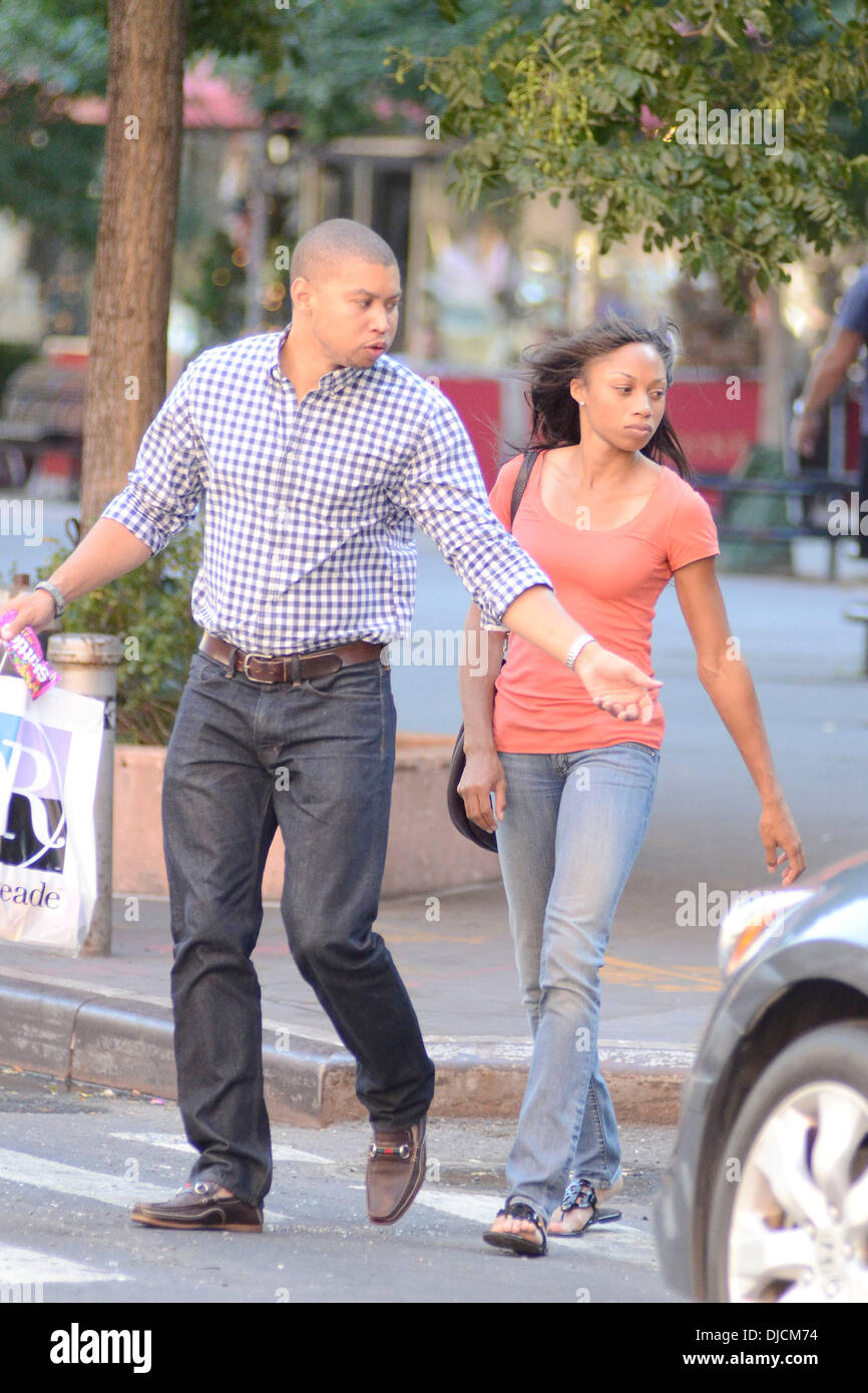 US Olympian Alyson Felix and her brother Wes Felix out and about in ...