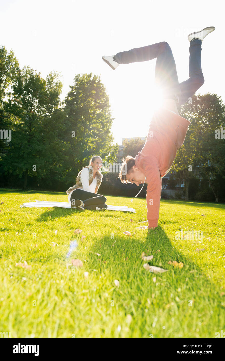 Handstand on meadow hi-res stock photography and images - Alamy