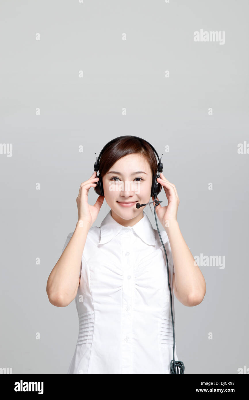 Business Women with Headset, Telephone Operator Stock Photo - Alamy