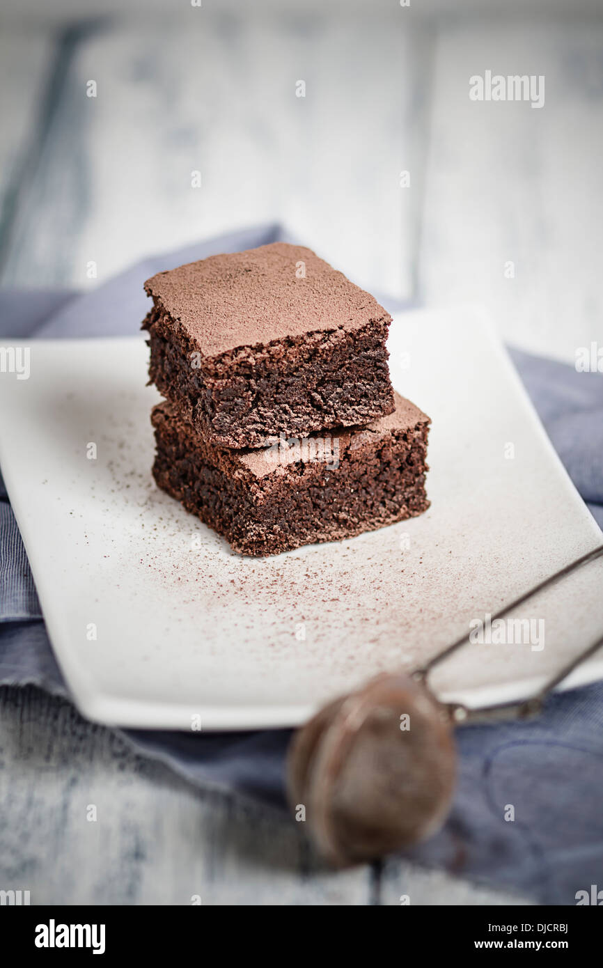 Brownies on plate Stock Photo - Alamy