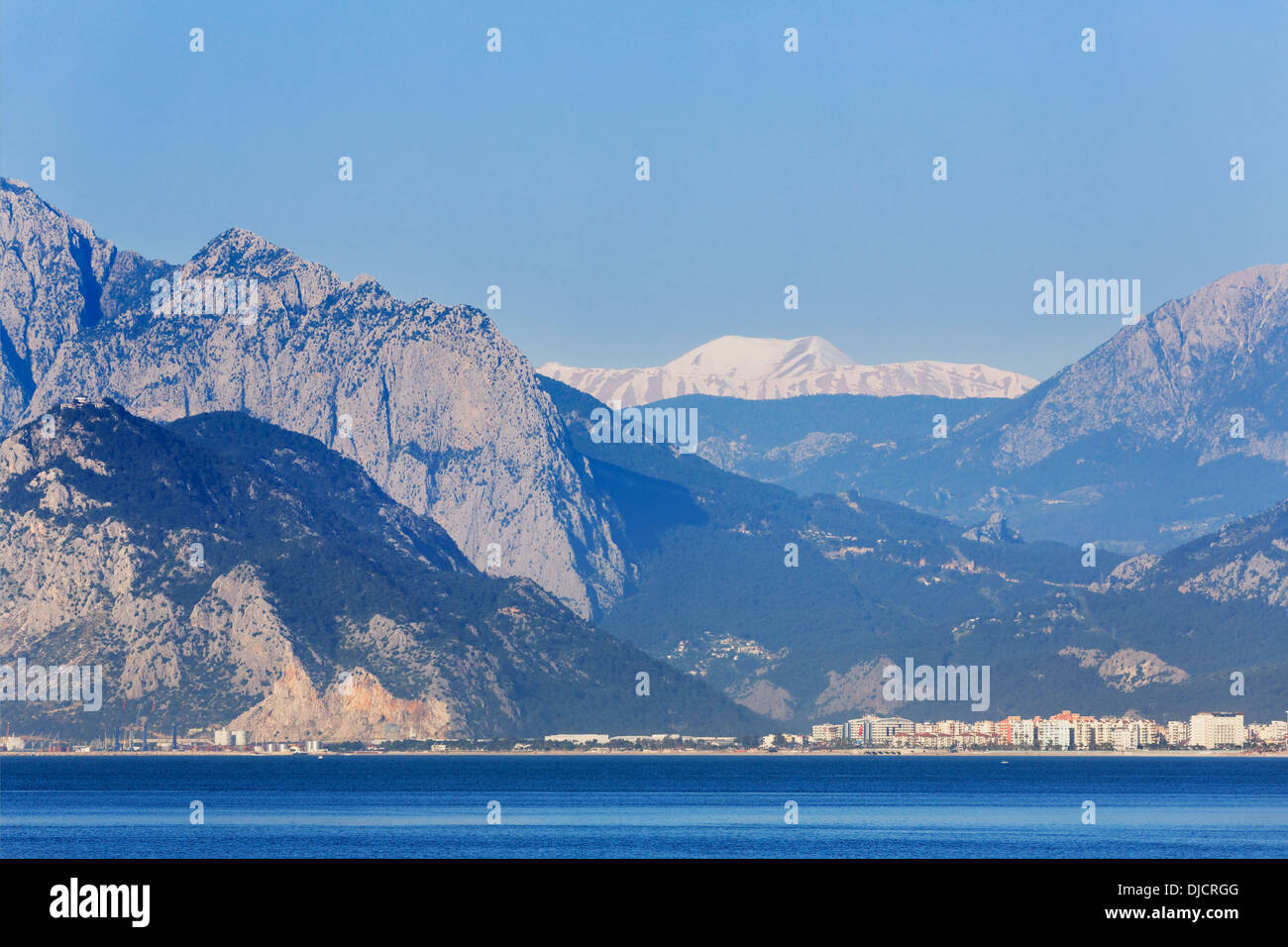 Turkey, Antalya, Turkish Riviera with Konyaalti Beach and Taurus ...