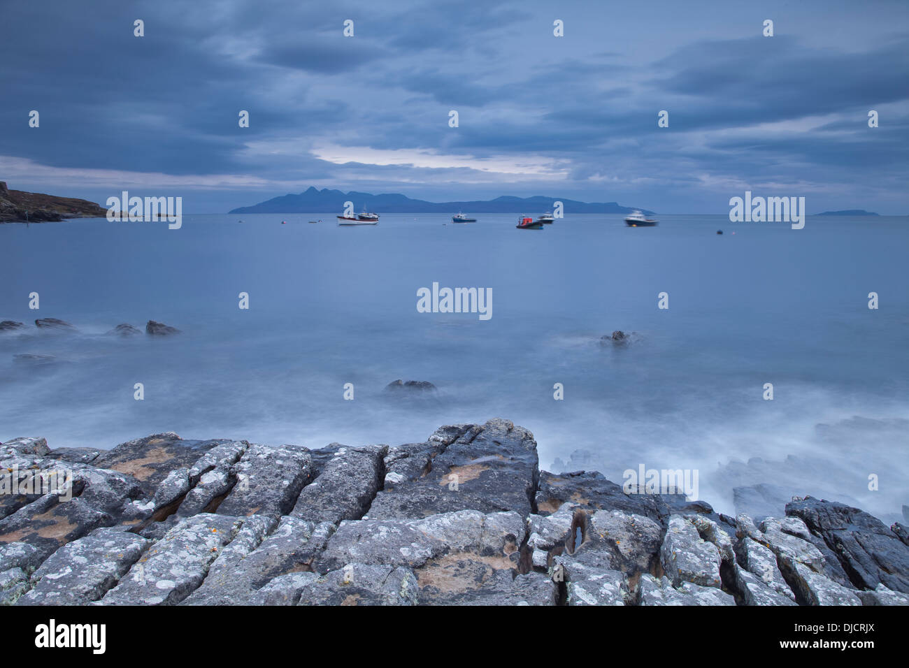 Loch Scavaig at Elgol with the island of Rhum in the distance Stock ...