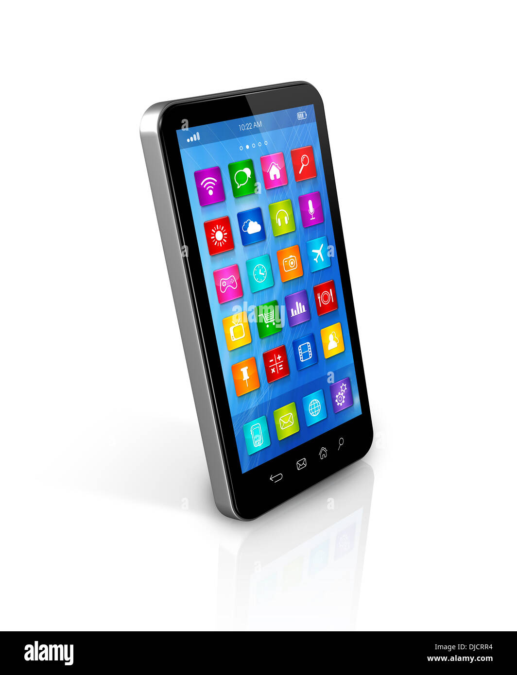 3D smartphone, mobile phone - apps icons interface - isolated on white ...