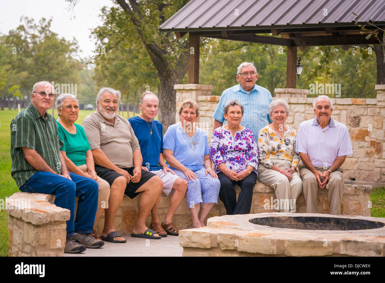 USA, Texas, Group foto of senior citizens at reunion meeting Stock ...
