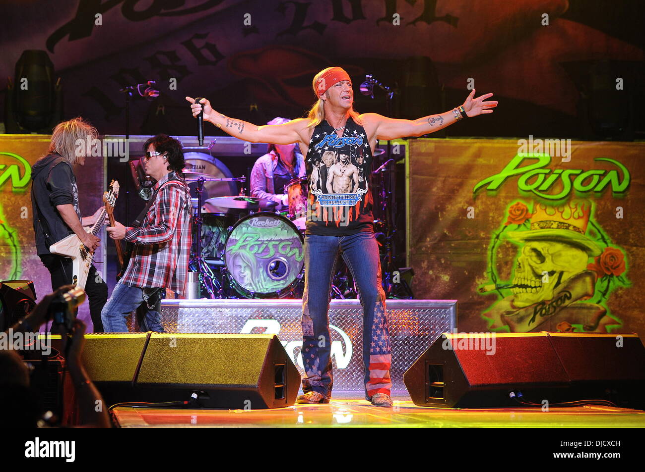 C.C. DeVille, Rikki Rockett, Bret Michaels and Bobby Dall Poison performs during the Rock of ...