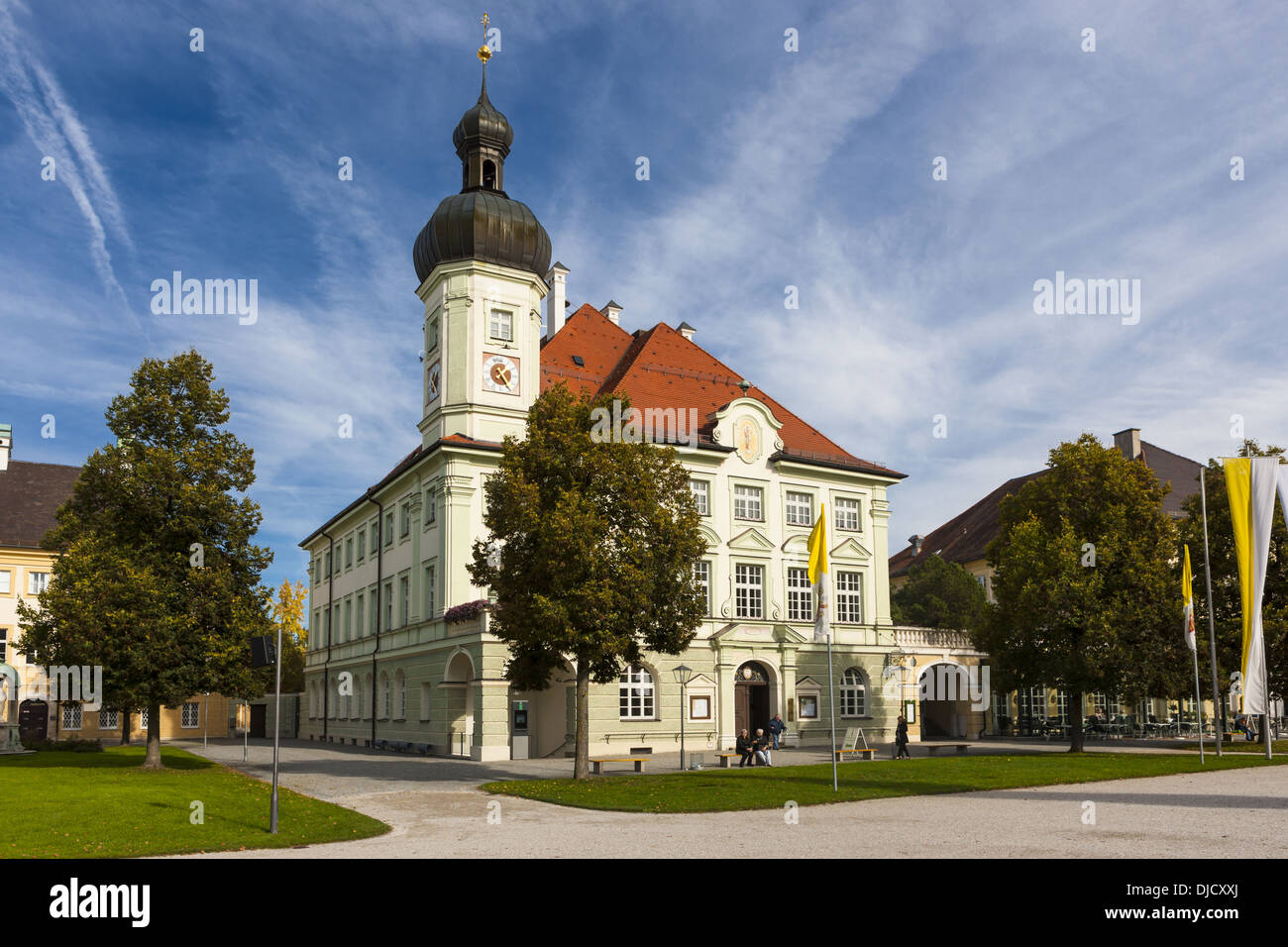 Germany, Bavaria, Upper Bavaria, Altoetting, Kapellplatz, townhall ...