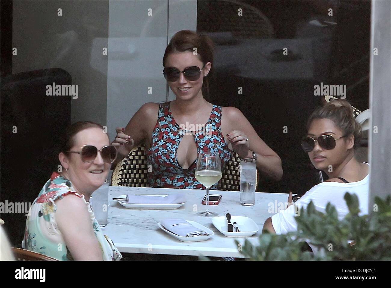Anne Healy, Una Healy and Vanessa White eating lunch out together in ...