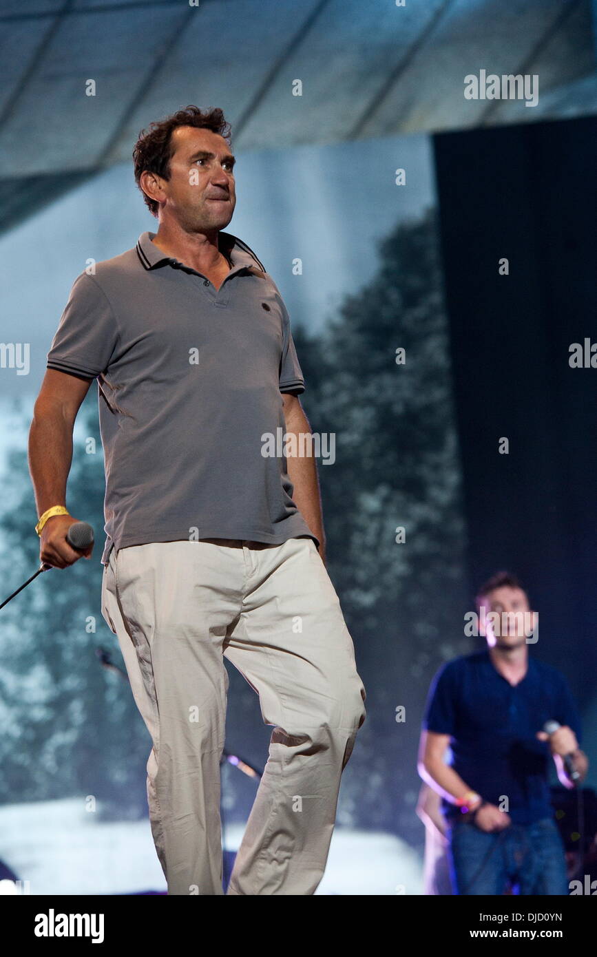 Phil Daniels performs on stage during the BT London Live closing ceremony concert at Hyde Park ...