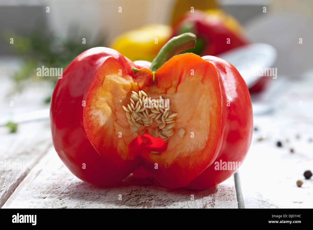 Sliced red bell pepper Stock Photo - Alamy