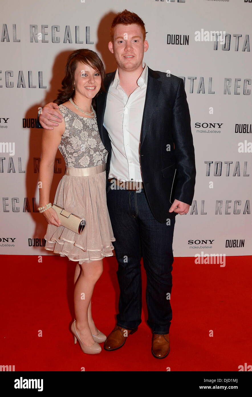 Pat Byrne & girlfriend Maria Lacey Premiere of 'Total Recall' held at The Savoy - Arrivals ...