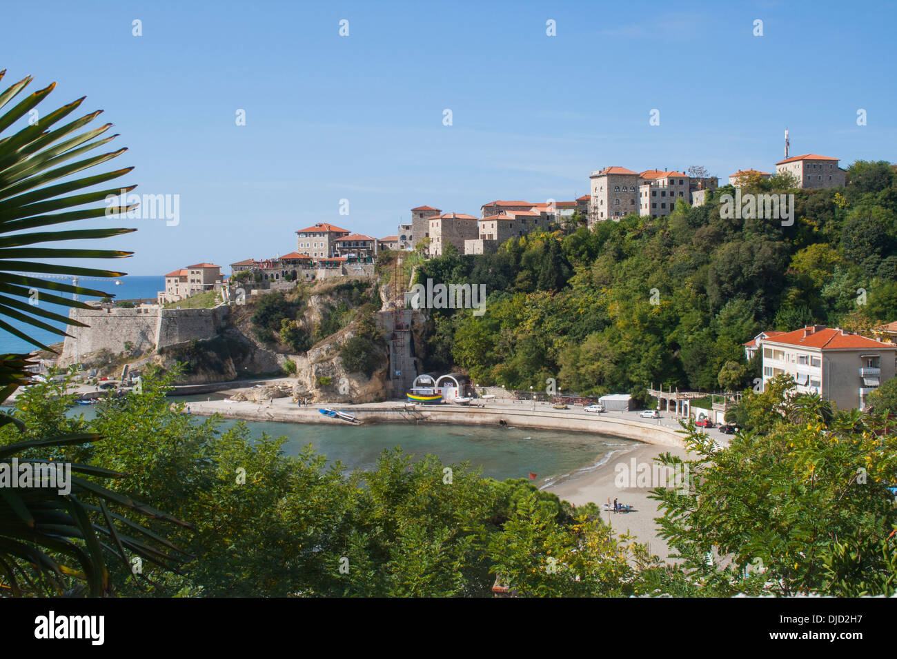 Stari Grad (Old Town) and Mala Plaza (Small Beach), Ulcinj, Montenegro ...