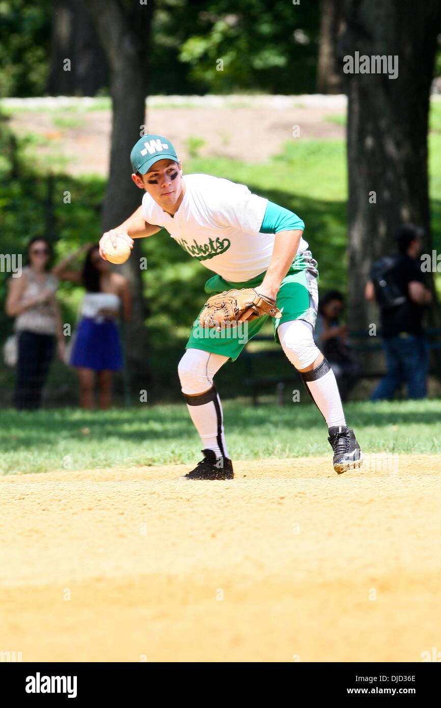 Nick Jonas playing for his Broadway Show League softball team, 'World ...