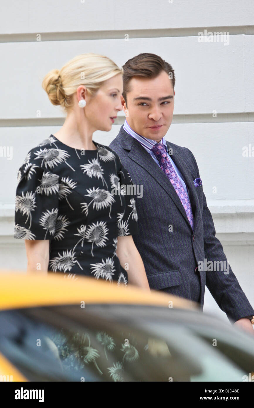 Ed Westwick and Kelly Rutherford filming on the set of 'Gossip Girl in ...