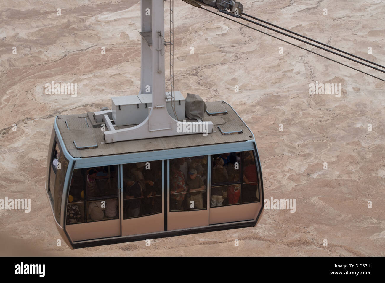 Cable car at the ancient fortress of Masada, Judaean Desert, Israel ...