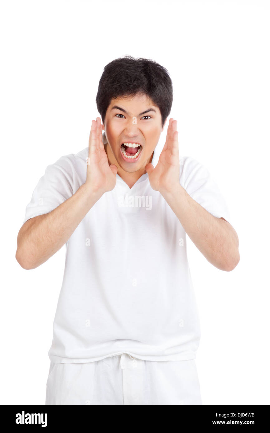 Young Asian Man Yelling Stock Photo - Alamy