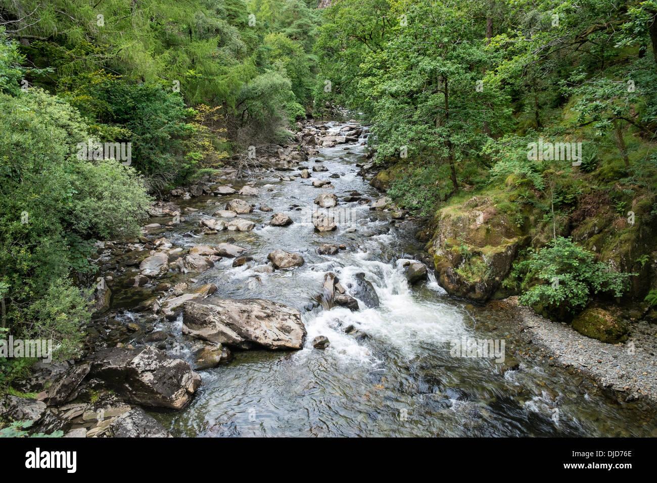 Great Britain, Wales, Aberglaslyn Gorge, Afon Glaslyn river in ...