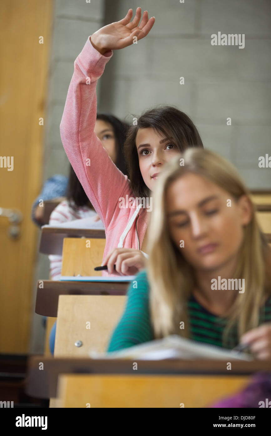 College Student Raising Hand
