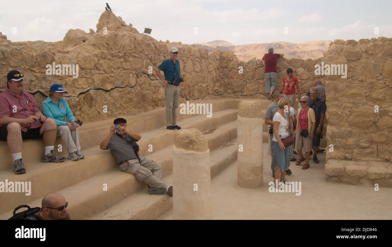 Synagogue within the ancient fortress of Masada, Judaean Desert, Israel ...