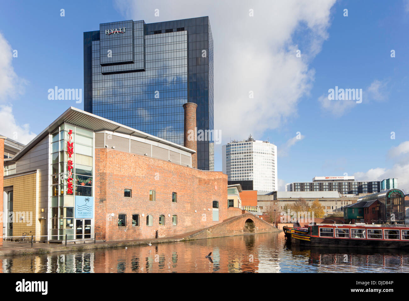 Reflections in Gas Street Canal Basin, Birmingham, England, UK Stock Photo - Alamy