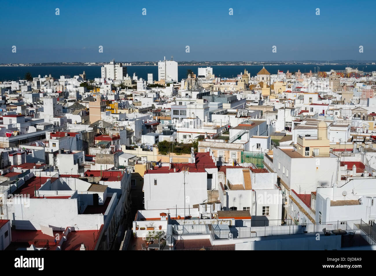 Aerial view of Cadiz from Torre Tavira, Andalucia, Spain Stock Photo ...
