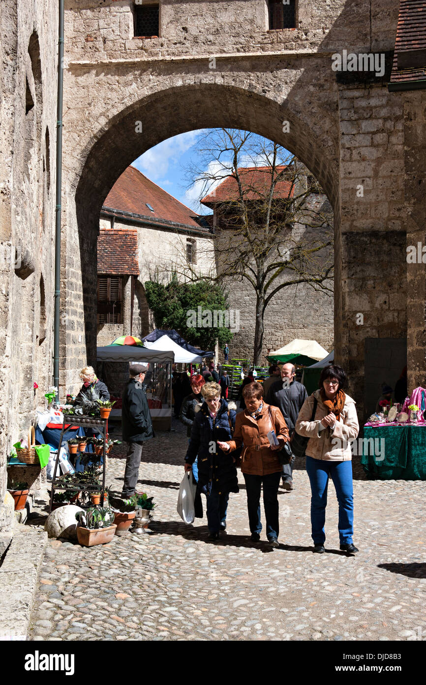 Market inside the Burghausen castle, Upper Bavaria Germany Stock Photo ...