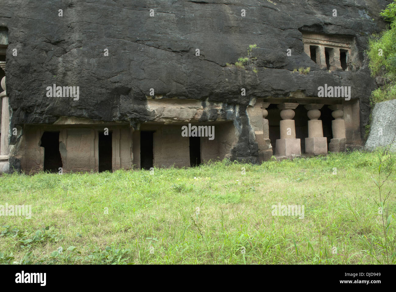 Amba-Ambika group of caves, Junnar Dist. Pune. General view of lower ...