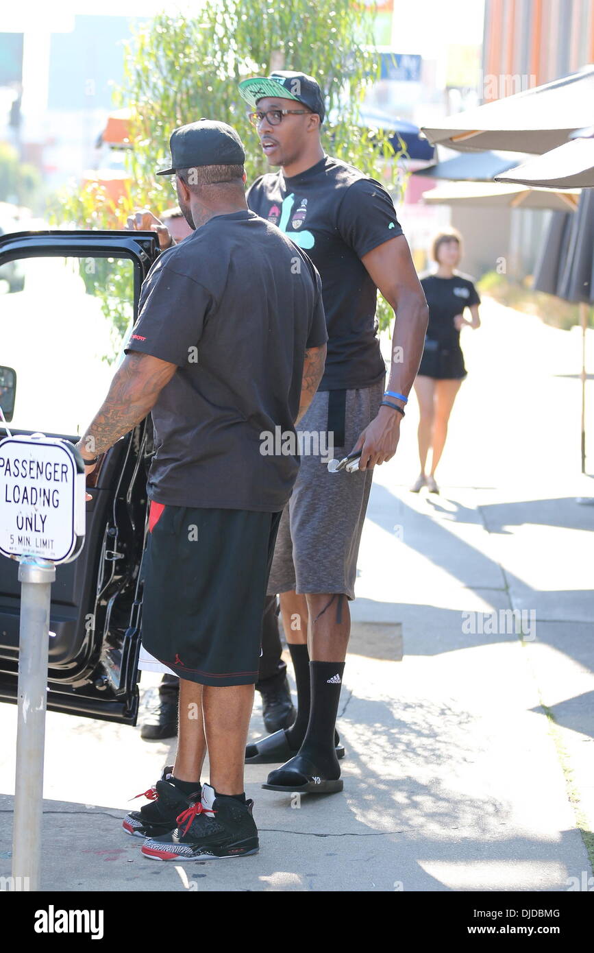Orlando Magic center Dwight Howard and friends seen leaving Toast Cafe ...
