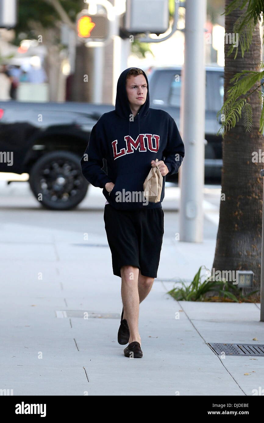 Barron Hilton seen out and about in Beverly Hills wearing a LMU hooded ...