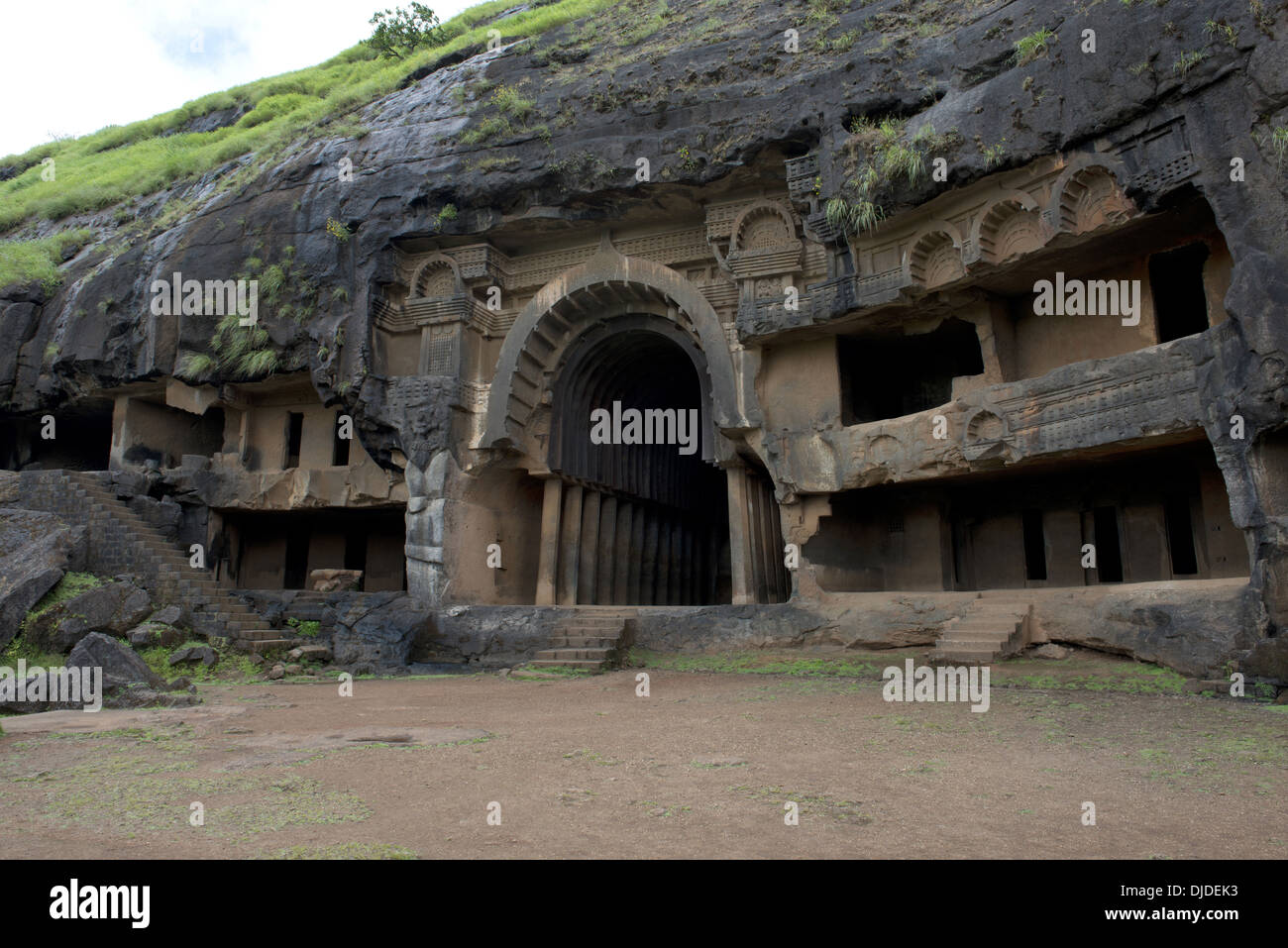 General-View of the Chaitya. View from West. Circa 150 B.C. Bhaja caves ...