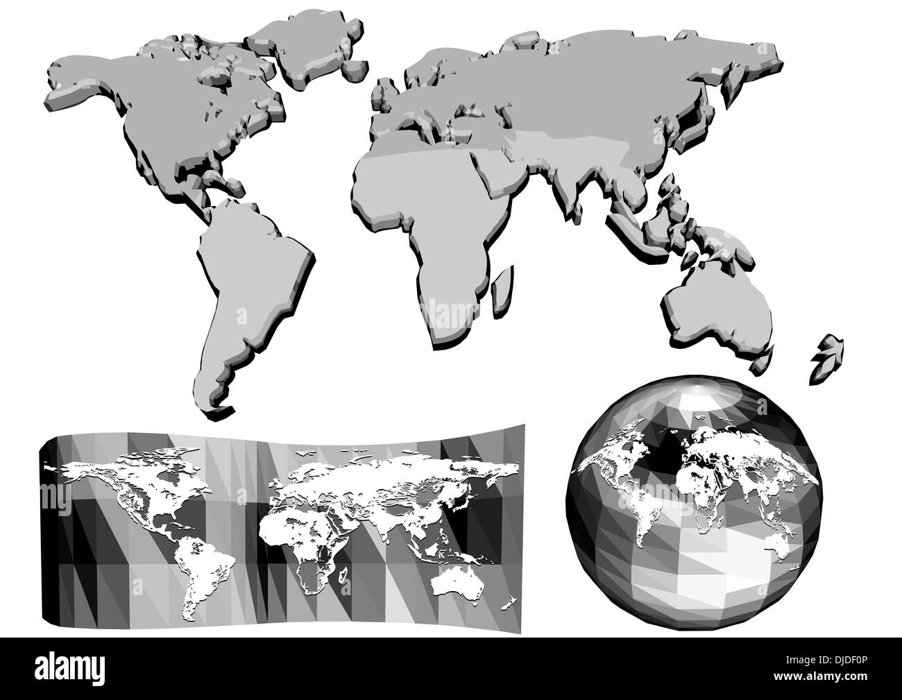 set of abstract world map isolated on white Stock Photo - Alamy