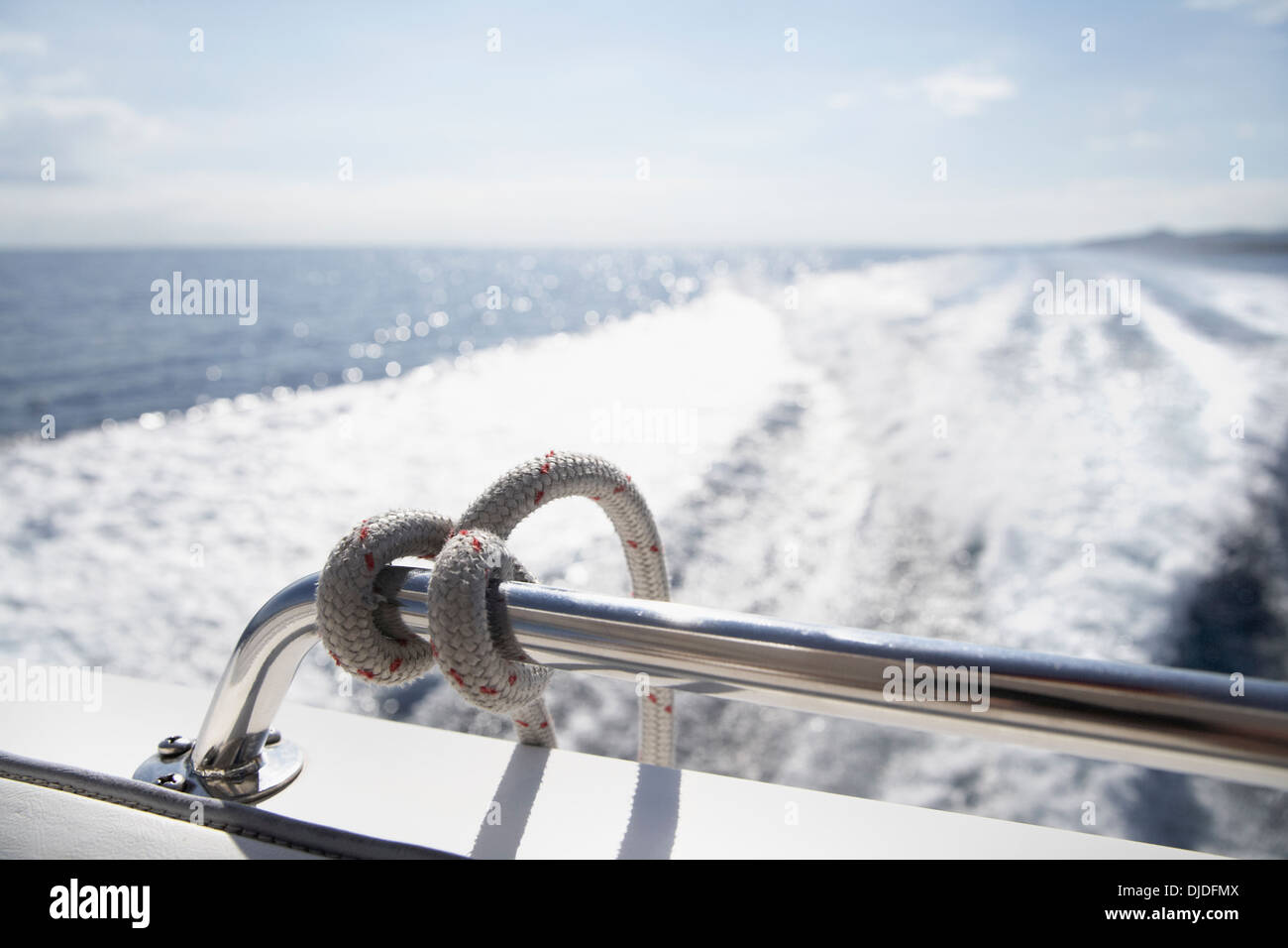 Italy, Sardinia, Rope on yacht railing Stock Photo - Alamy