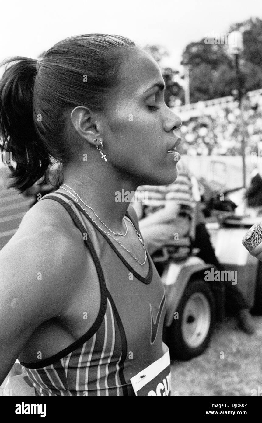 Australian 400m sprinter Cathy Freeman competing at the Securicor Games ...