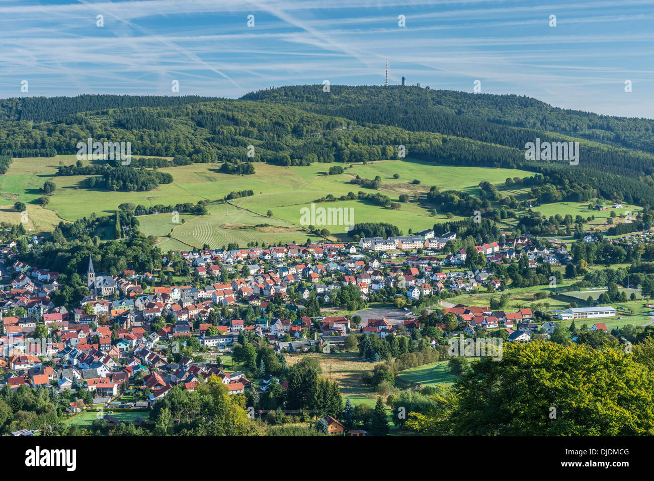 Town of Brotterode, Mt Inselsberg at back, Thuringian Forest, Thuringia ...