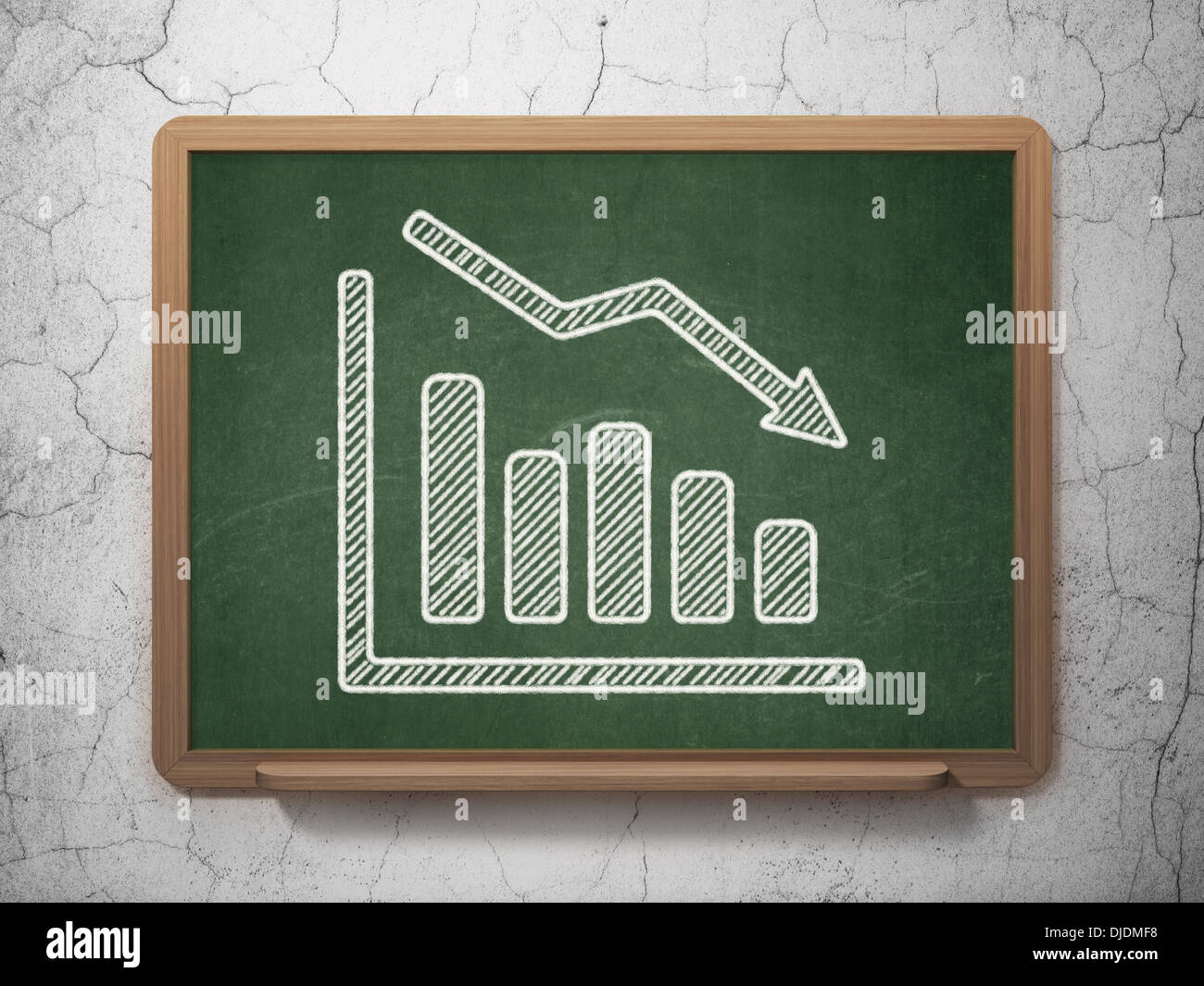 Finance concept: Decline Graph on chalkboard background Stock Photo - Alamy