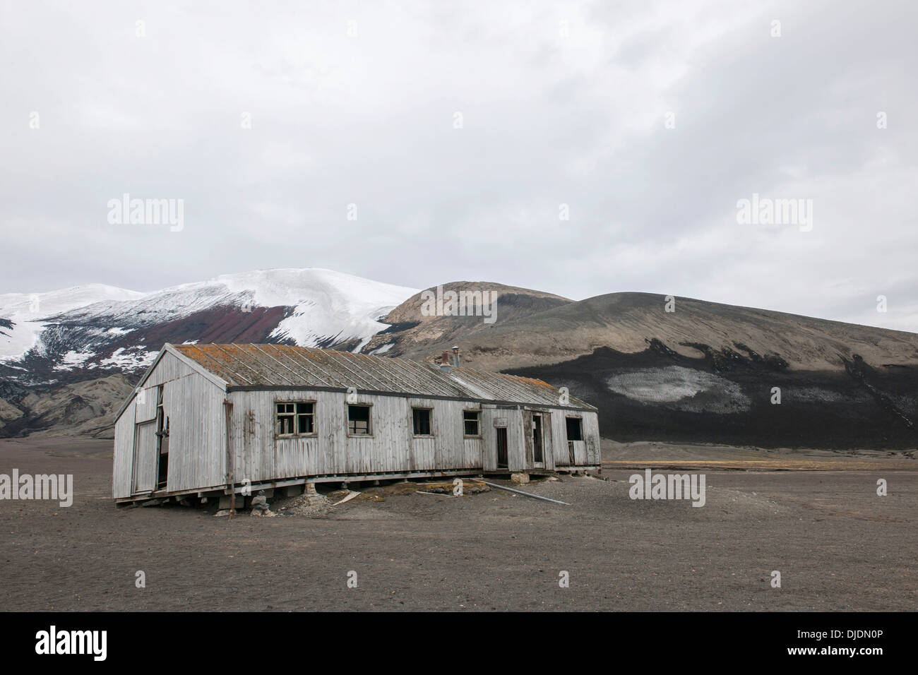 The dilapidated research station, Deception Island, South Shetland ...