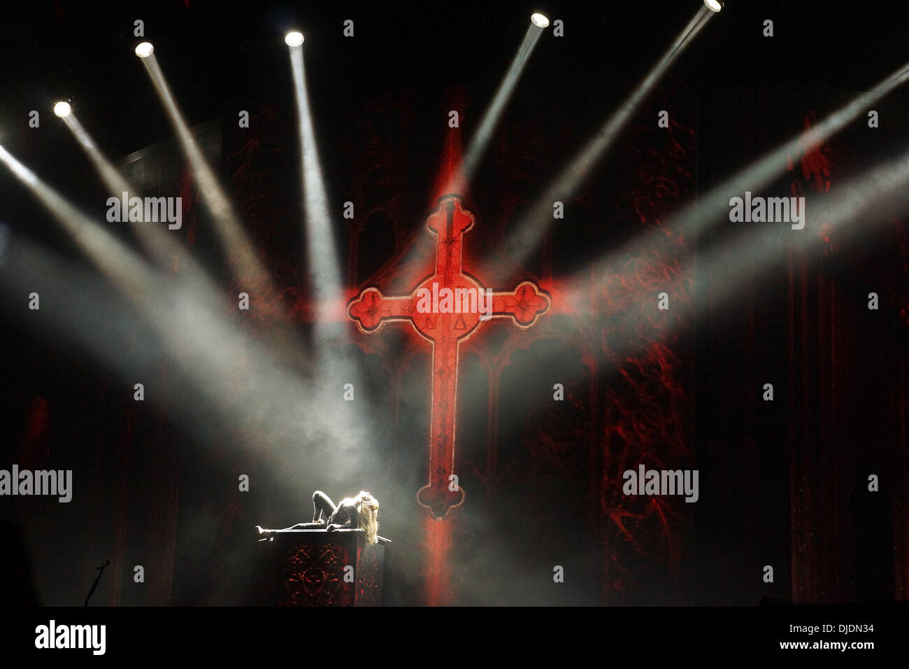 Madonna performing live on her world tour 'MDNA' concert held at Turk ...