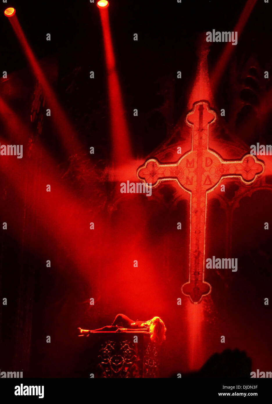 Madonna performing live on her world tour 'MDNA' concert held at Turk ...