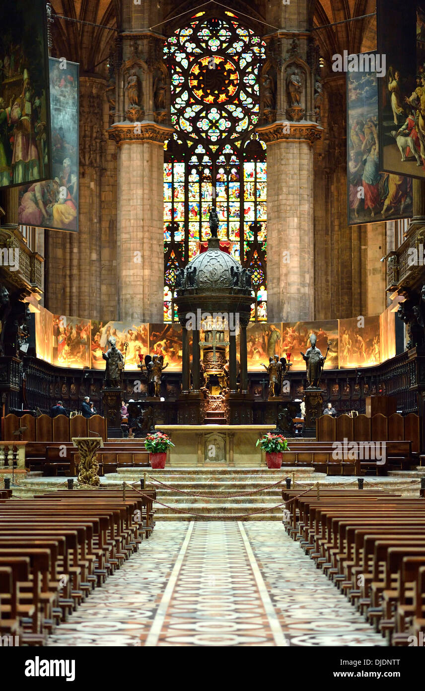 Choir and altar, Milan Cathedral, Milan, Lombardy, Italy Stock Photo ...
