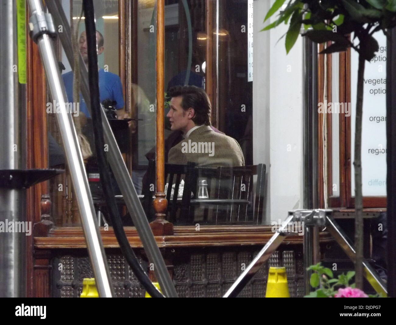 Matt Smith and Barnaby Edwards Matt Smith filming a scene in a cafe ...