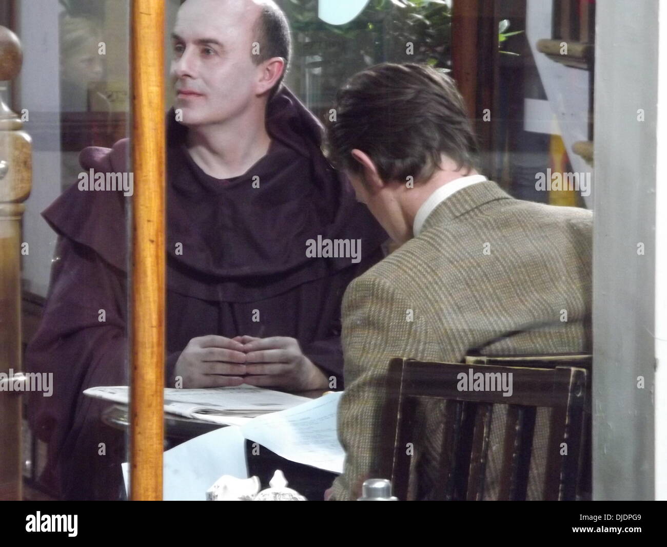 Matt Smith and Barnaby Edwards Matt Smith filming a scene in a cafe ...