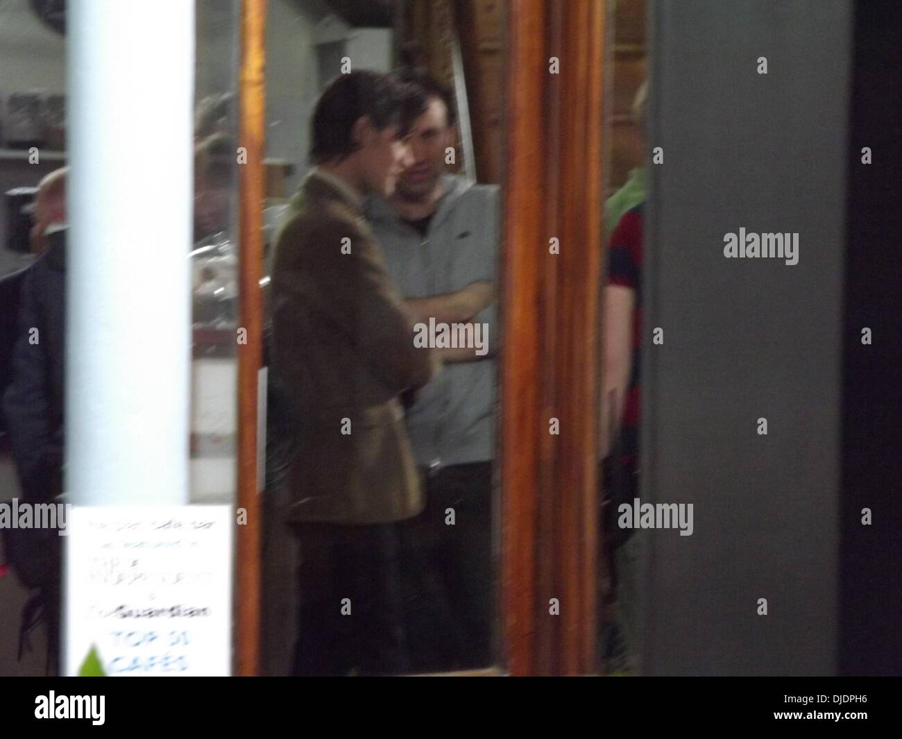 Matt Smith and Barnaby Edwards Matt Smith filming a scene in a cafe ...