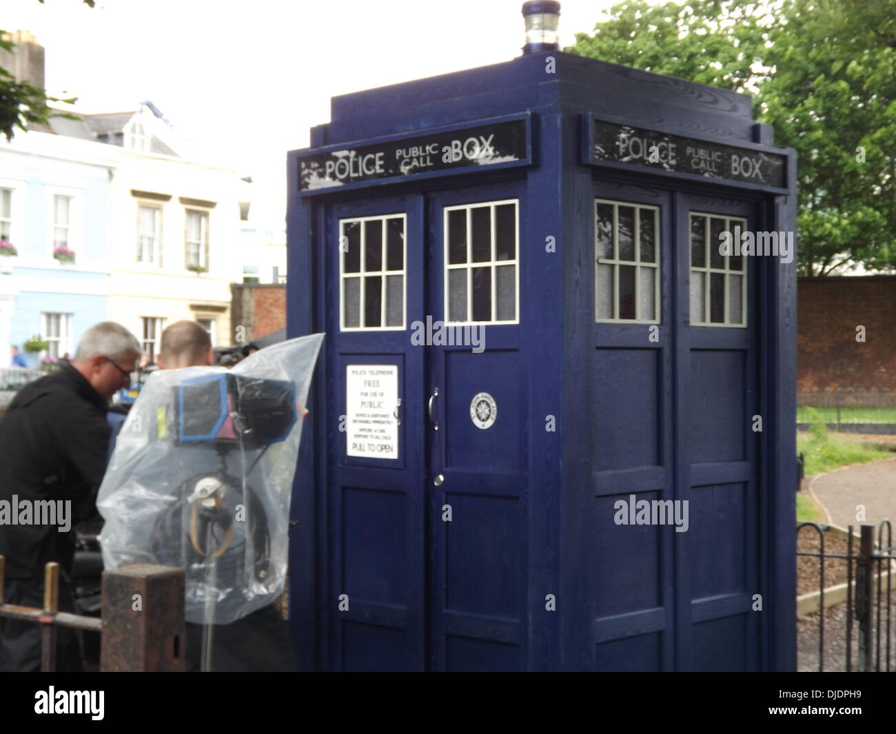 Atmosphere The TARDIS is prepared by the camera crew for filming of a ...